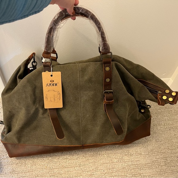 Bags | S Zone Duffel Bag Leather And Canvas | Poshmark